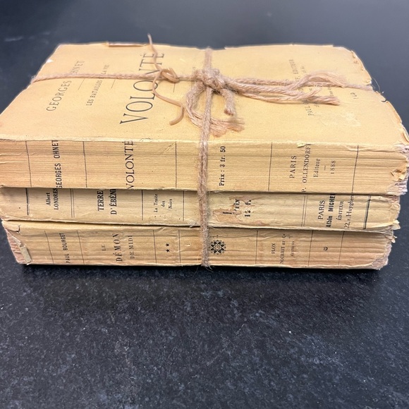 Accents | Set Of 3 Antique French Paper Books | Poshmark